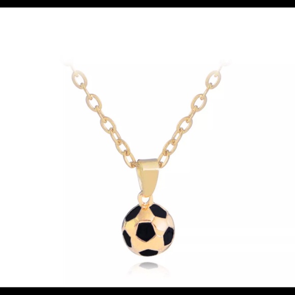 Jewelry | Gold Black Soccer Ball Charm Chain Sports Athletic Necklace ...